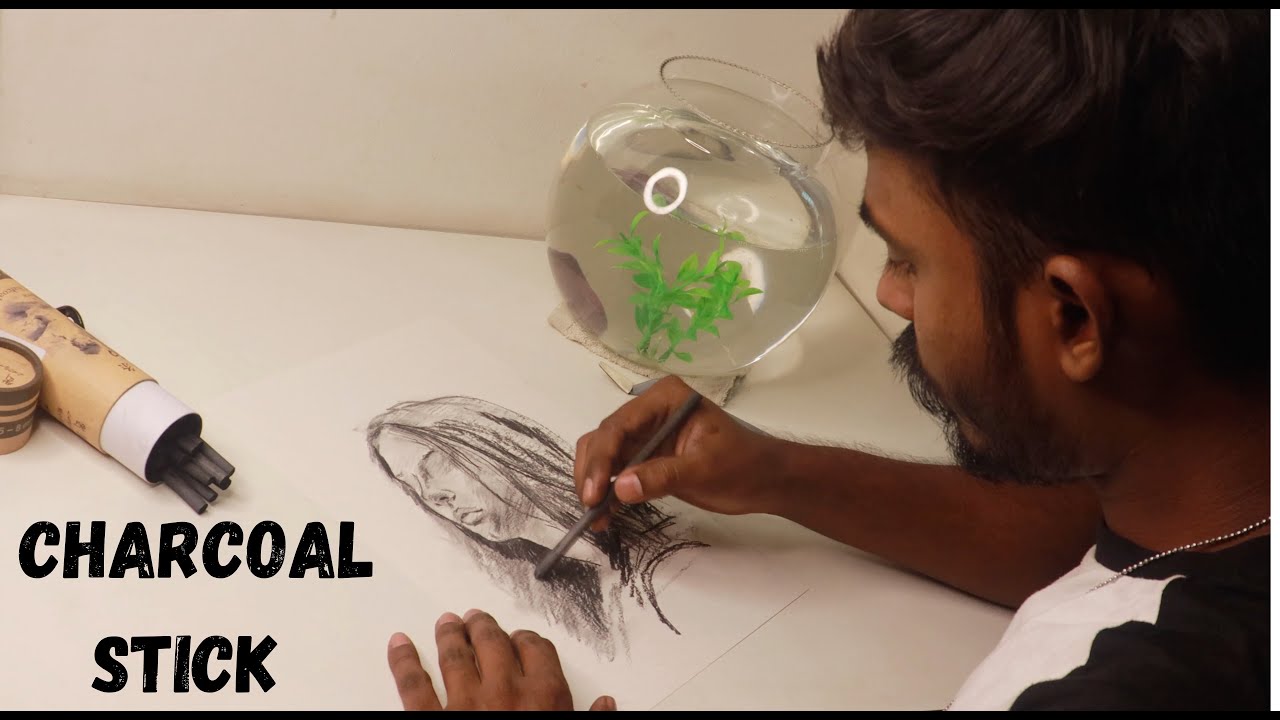 best charcoal portrait drawing using professional charcoal sticks #art ...