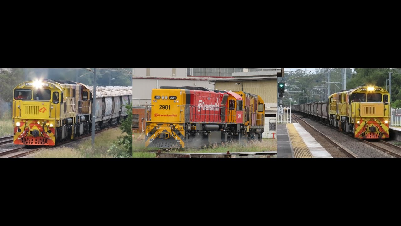 Queensland Coal and Grain Trains and a new loco pushing a 4000 class ...