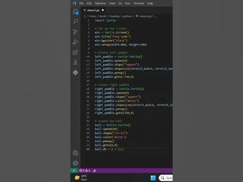 Pong game using Python Turtles code #coding #python #computerlanguage #pythonic # ...