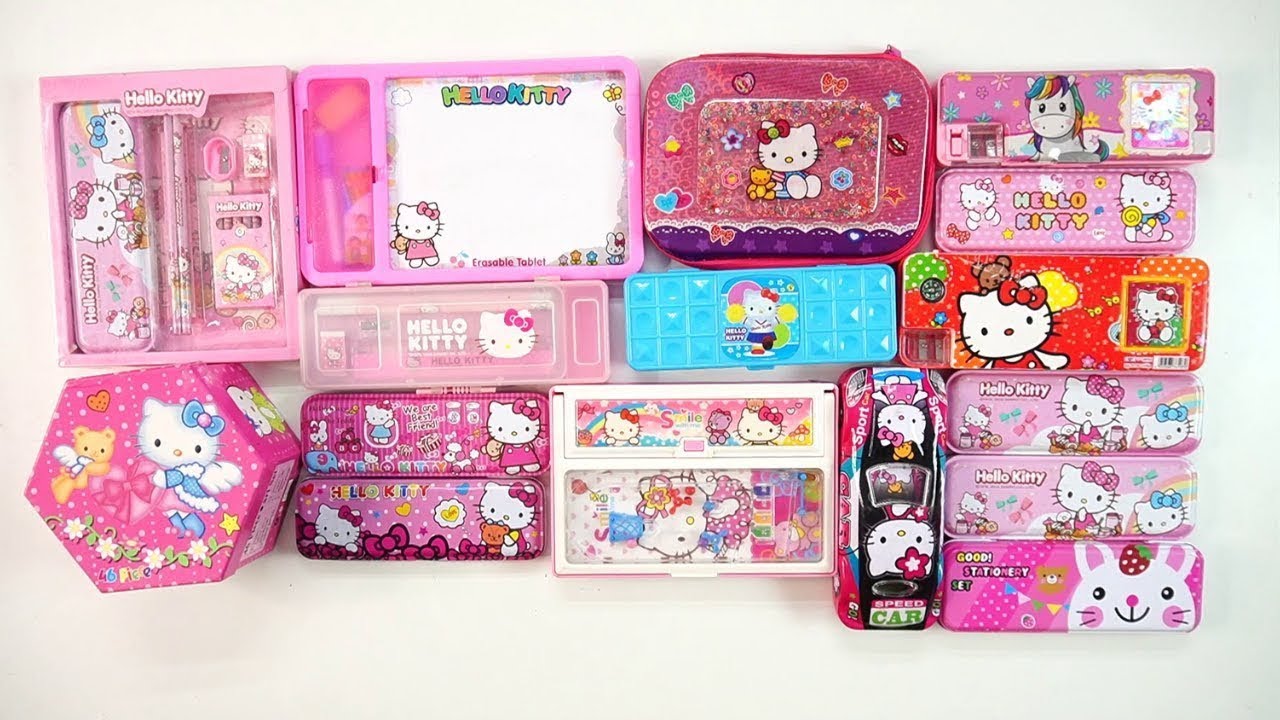 Hello kitty stationery collection 🥰 geometry, pencil box, pouch ...