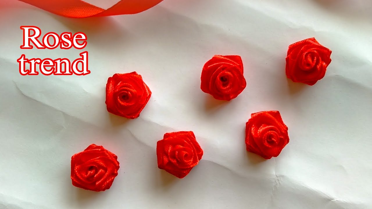 DIY - Cute Trending mini rose flowers | Mini ribbon flowers | How to ...