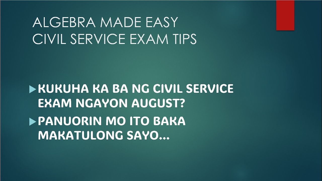 CIVIL SERVICE EXAM TIPS, ALGEBRA, MATHEMATICS - YouTube