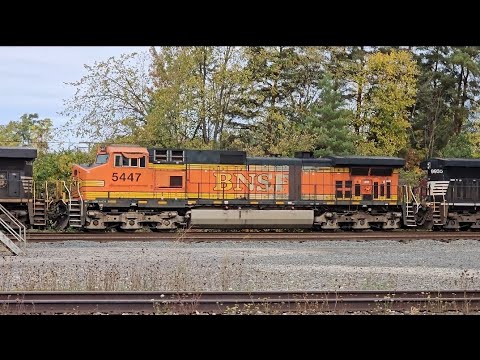 Westbound Norfolk Southern intermodal with horn salute and trailing BNSF Dash 9 (10/10/2023 ...