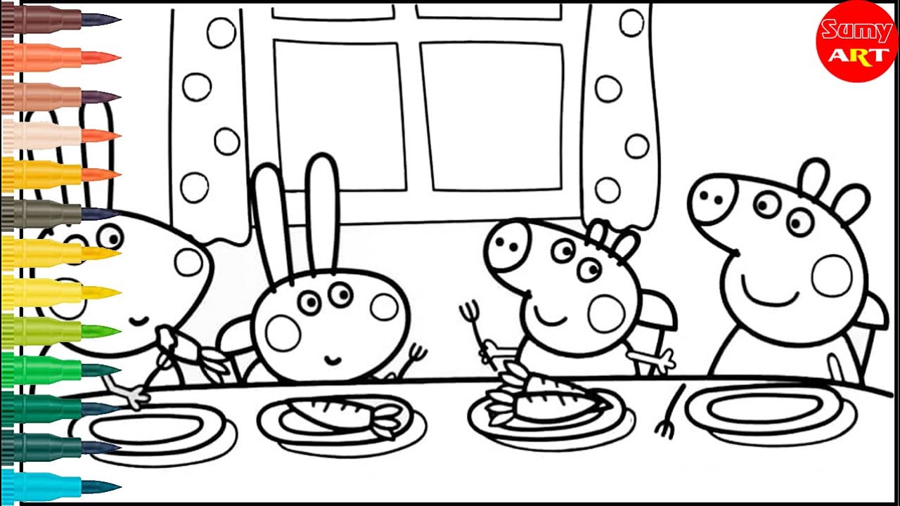 Coloring Peppa Pig And Rebecca Rabbit Love Carrots |Peppa Pig Coloring ...