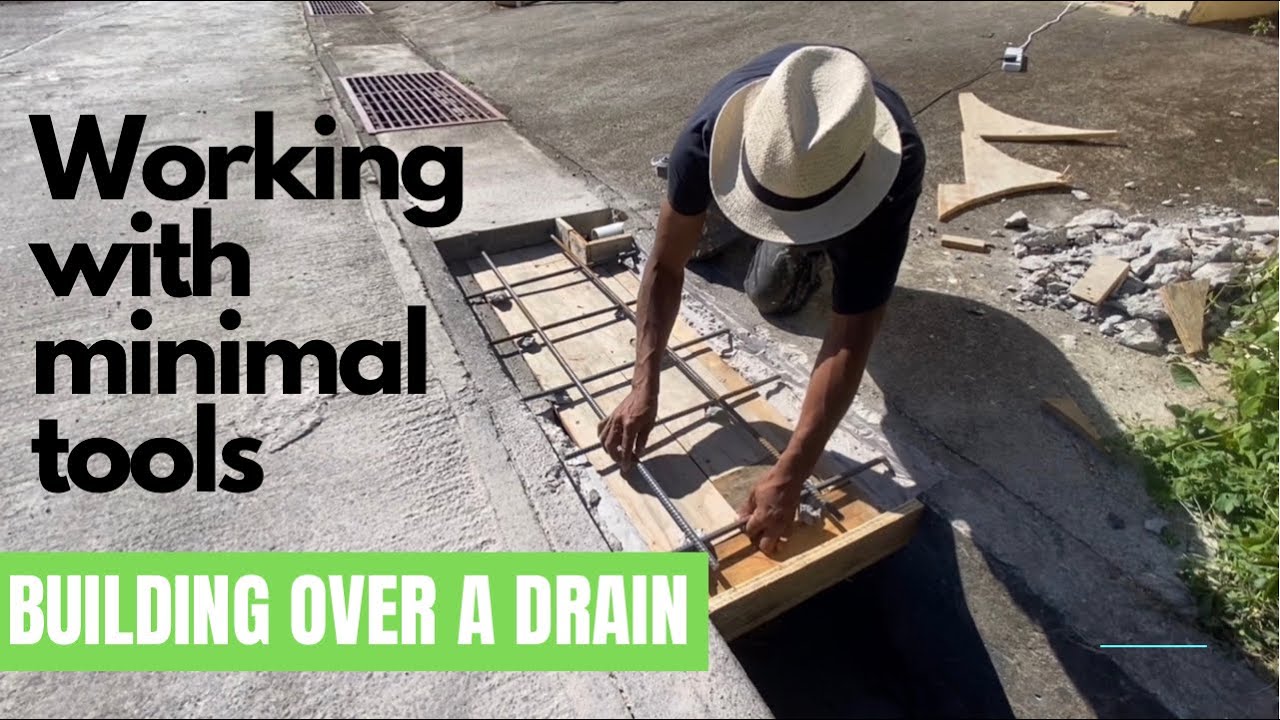 Building a concrete cover over a drain - YouTube