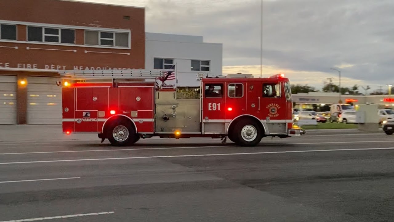 Torrance Fire & EMS Rescue, BLS, & Engine 91 - YouTube