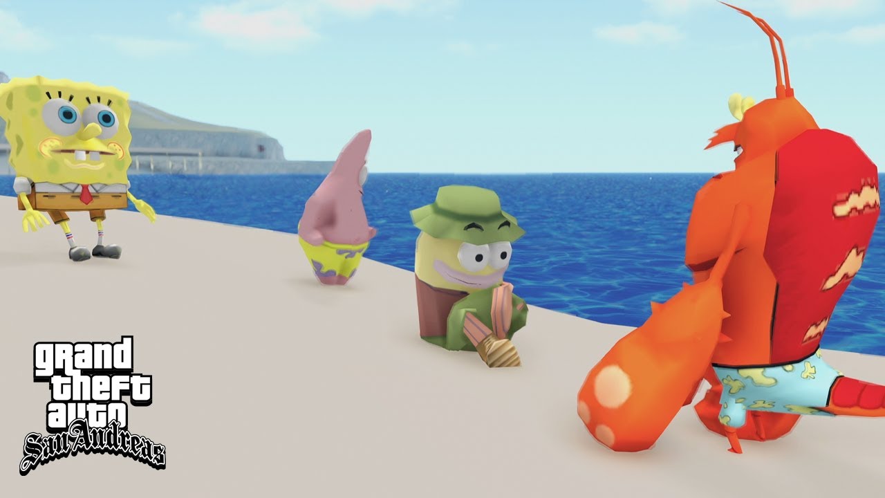 LARRY SI PENJAGA PANTAI | GTA Lucu Spongebob - YouTube