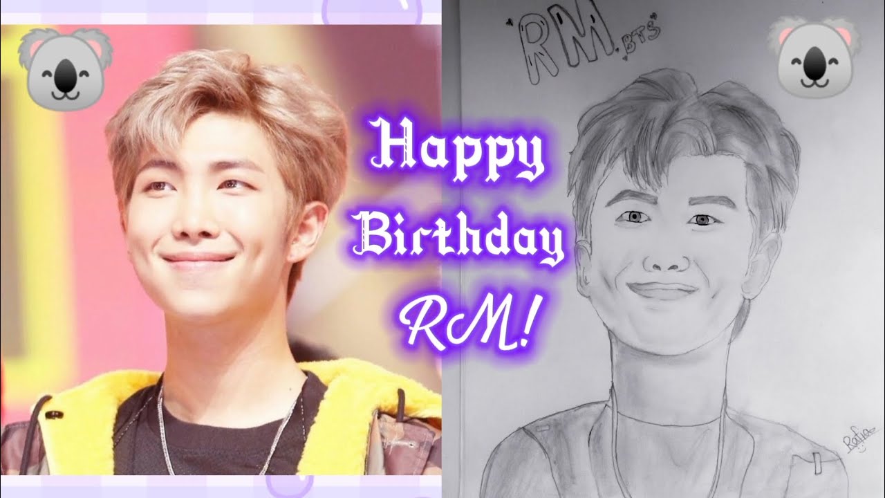 Making Sketch of Namjoon(BTS)|RM Birthday Special💜|HBD RM🐨|BTS|Different Ideas From Rafia| - YouTube