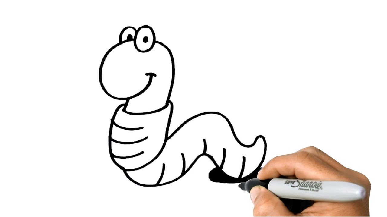 How to DRAW a WORM Easy Step by Step - YouTube