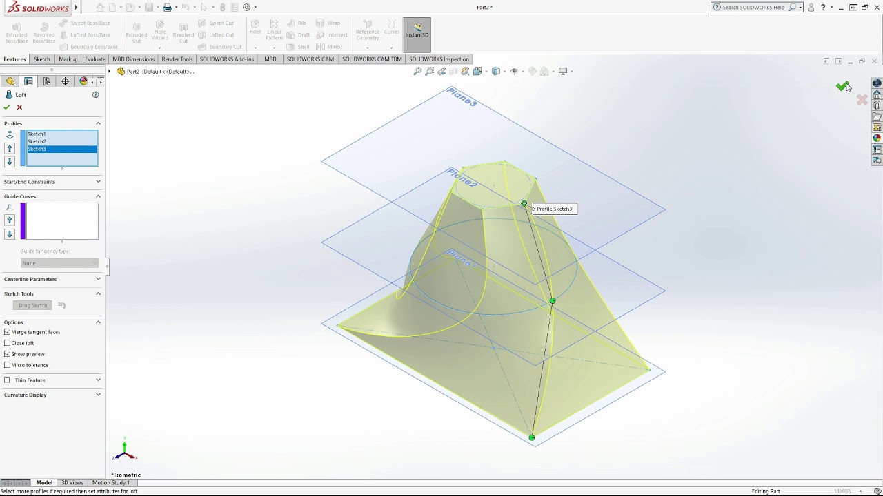 Lofted Boss 3D SolidWorks #7 - YouTube