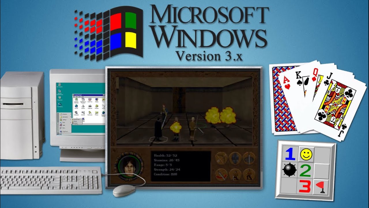 Microsoft Windows 3 x Main Menu Hyperspin Theme - YouTube