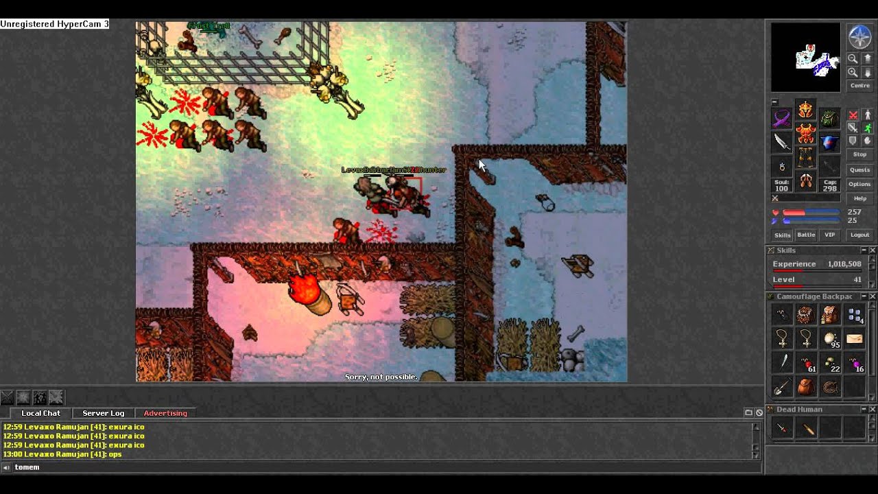 tibia-barbarian hunt-small camp - YouTube