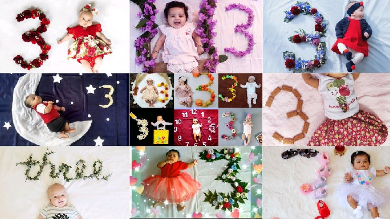 Beautiful 3rd Month Baby Photoshoot Ideas At Home / nidi creation - YouTube