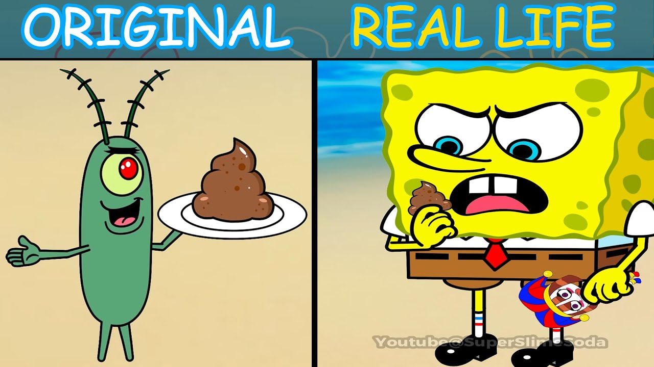 SPONGEBOB EATS POOP | SpongeBob Original vs Real life | SpongeBob ...