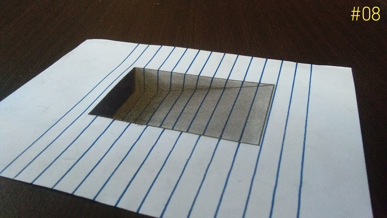 3d drawing on paper for beginners, drawing a ramp down on paper, how to ...