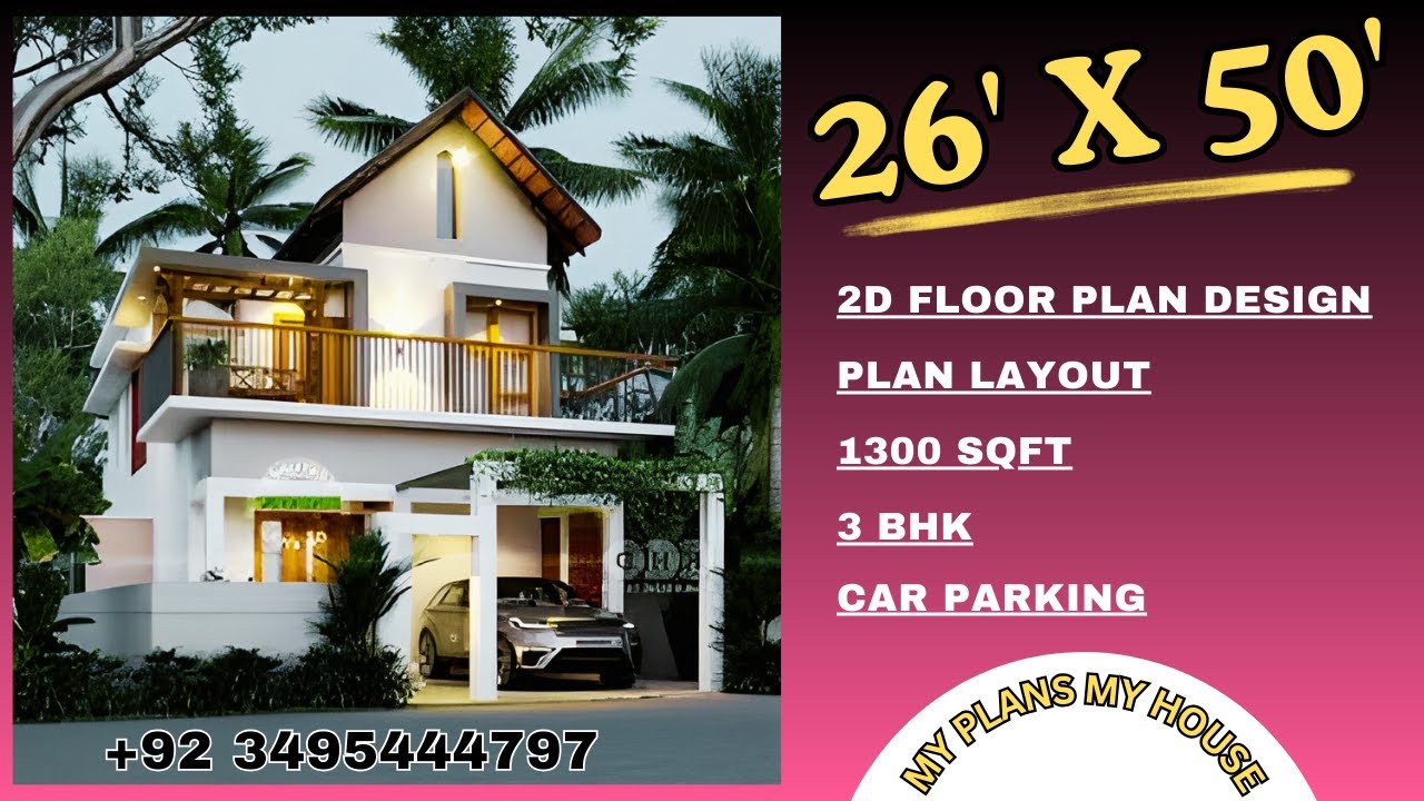 26 X 50 Floor Plan | 26 x 50 ghar ka naksha | 4 bhk house plan | 1300 ...