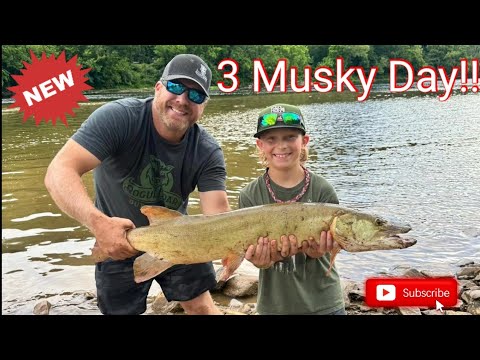 CRAZY Musky Bite!! The boy's first MUSKIES!! - YouTube