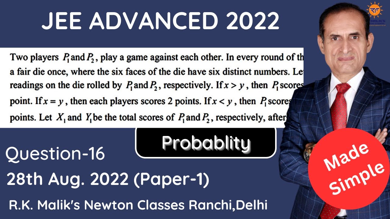 Ques-16 JEE Adv 2022 Probability (Paper-1) #jeeadvanced2022 - YouTube