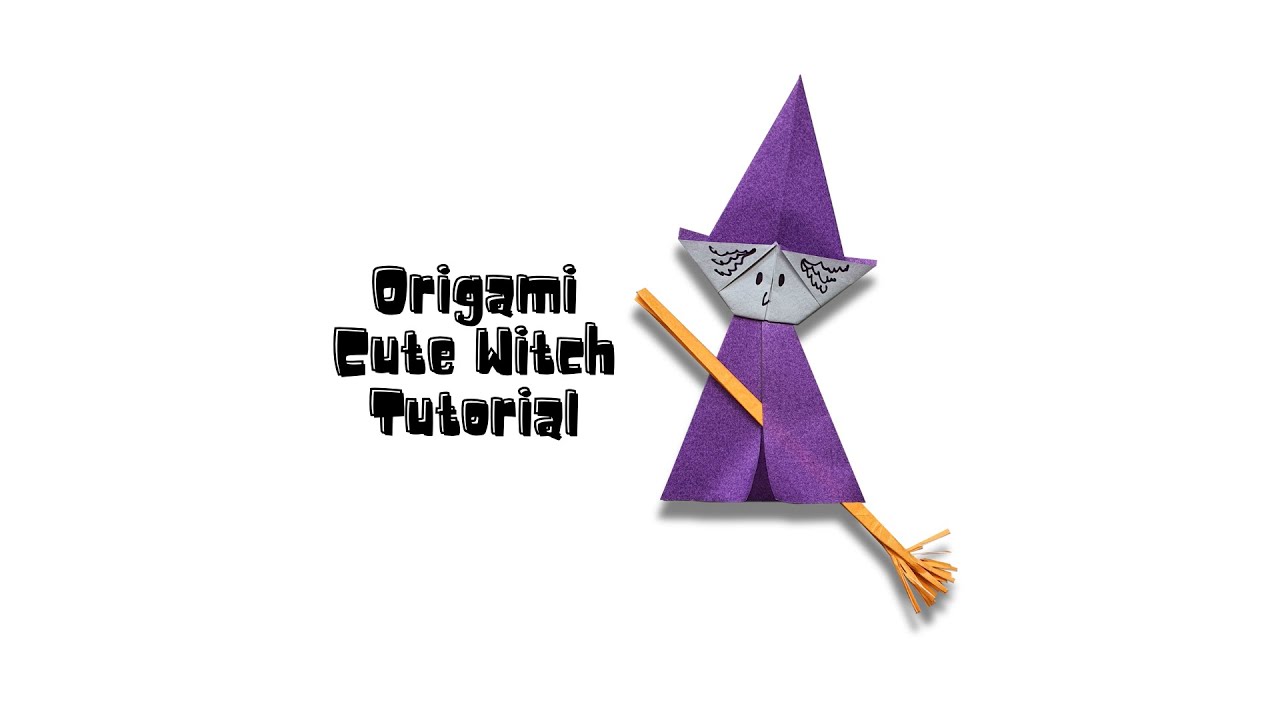 Cute & Easy Origami Witch Tutorial Easy DIY Halloween Craft for kids ...