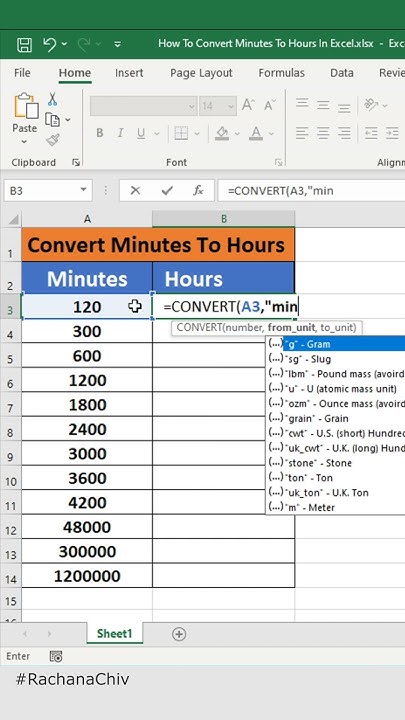 How To Convert Minutes To Hours In Excel #excel #short - YouTube