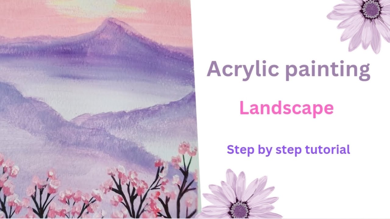 Acrylic Landscape Painting | step by step tutorial | easy painting for ...