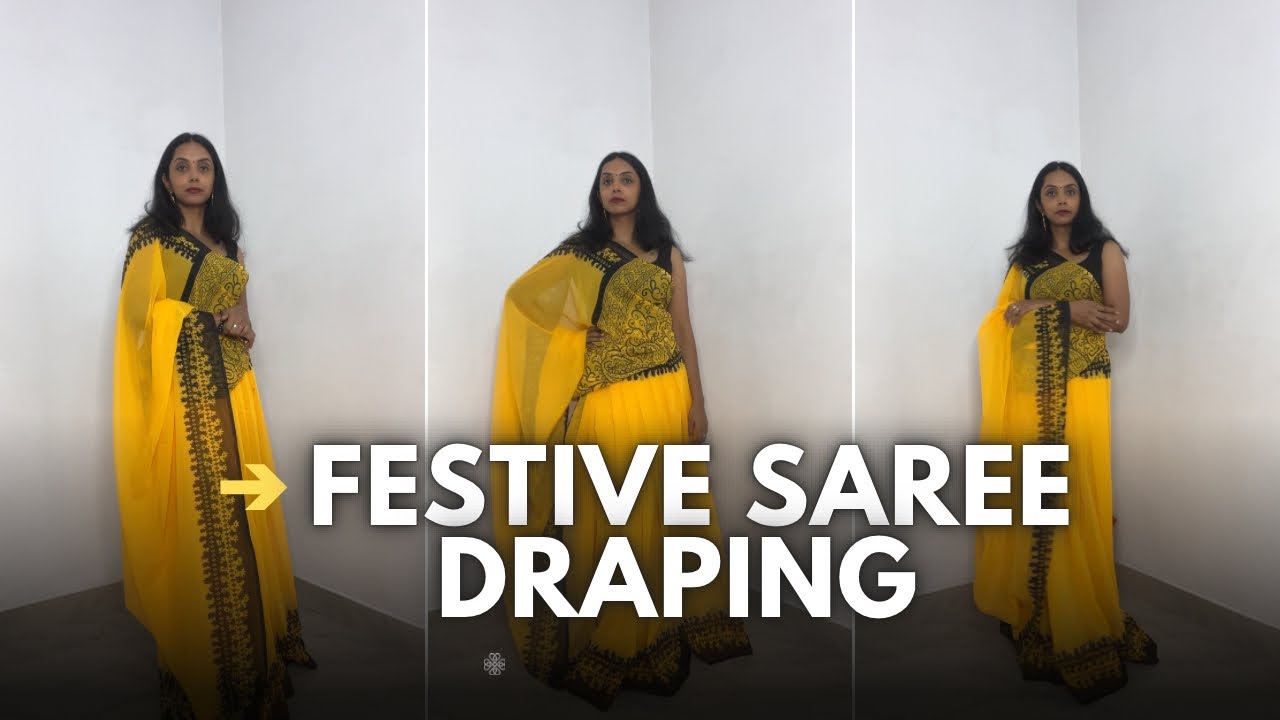 Festive Style Saree Draping for Beginners #saree #gown #drapingsaree ...