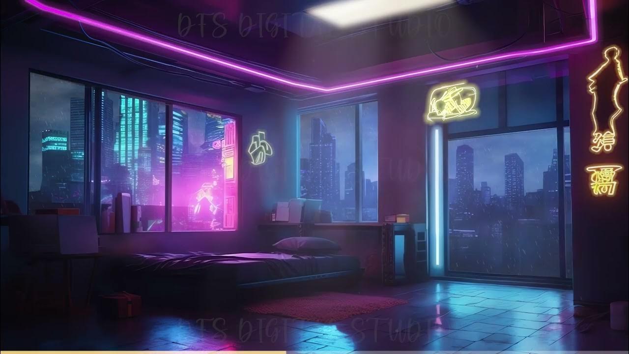 Cyberpunk Bedroom Neon Vtuber Animated Background - YouTube