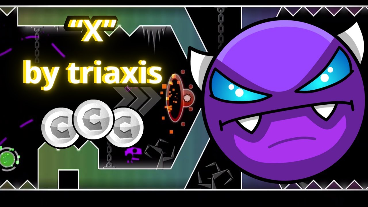 "X" by triaxis (All coins) / geometry dash - YouTube