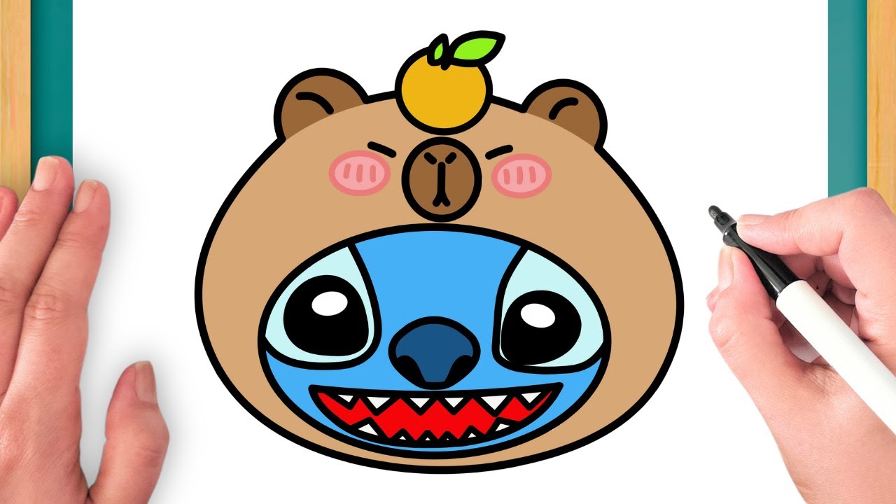 Cómo Dibujar A Stitch Con Gorro De Capibara - Dibujo Fácil Paso A Paso ...