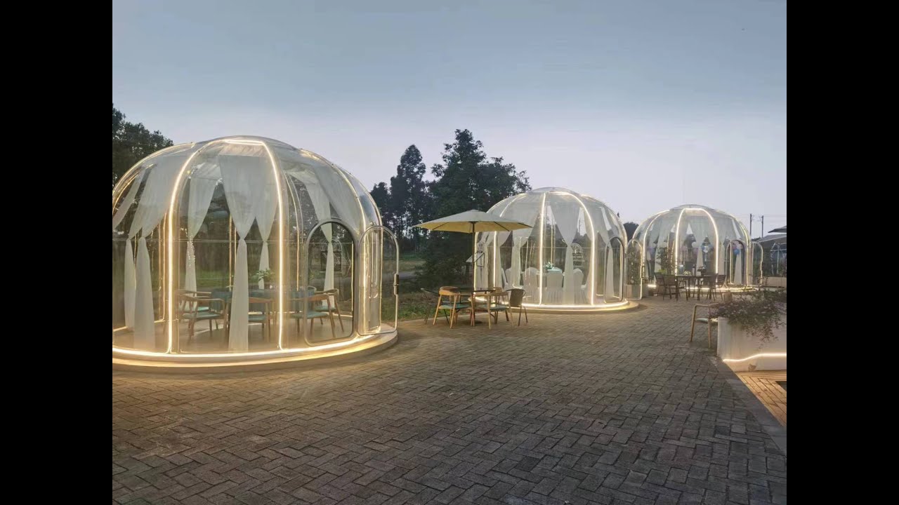 5.1m PC dome house, with curtains and led light, enjoy your dinner ...