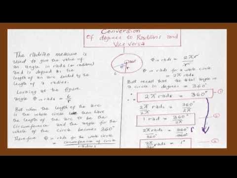 Conversion of Angles from Degrees to Radians and vice versa - YouTube
