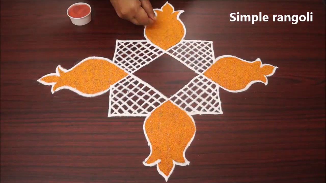 Easy colour rangoli design | Simple kolam with 6X2 dots | new muggulu ...