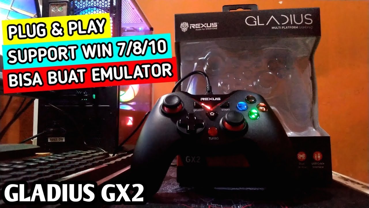 UNBOXING & REVIEW GAMEPAD REXUS GLADIUS GX2 BUAT MAIN GAME EMULATOR ...
