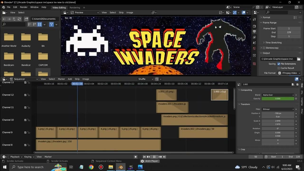 Space Invaders animated Marquee made in Blender - YouTube