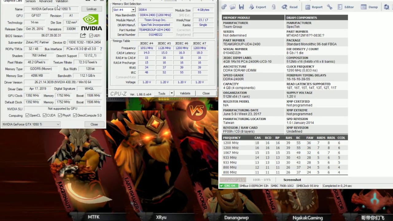 Athlon 200GE+GTX 1050Ti+8GB ram Dota 2 Benchmark fps - YouTube