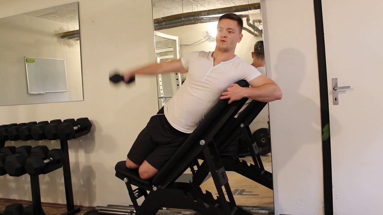 Sideways Incline Dumbbell Lateral Raise - YouTube