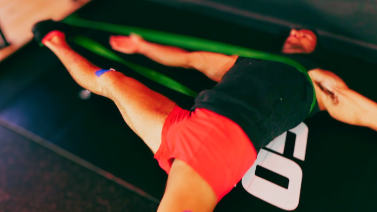 Band Groin & Lower Back Stretch to Stretch Hips & Spine - YouTube