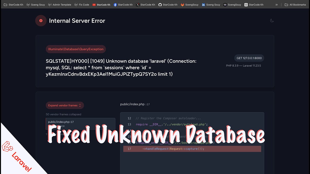 Fixed Unknown databases when create project Laravel - YouTube