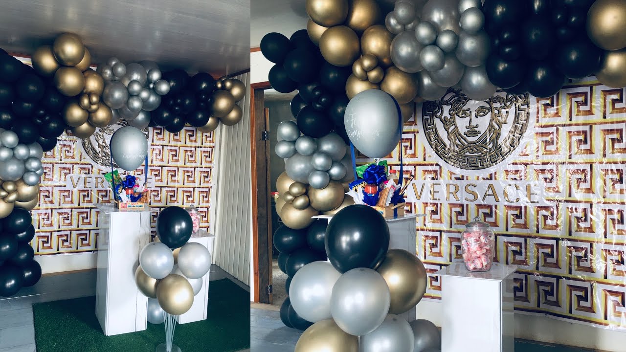 Decoración de fiesta color negro,dorado y plateado - YouTube