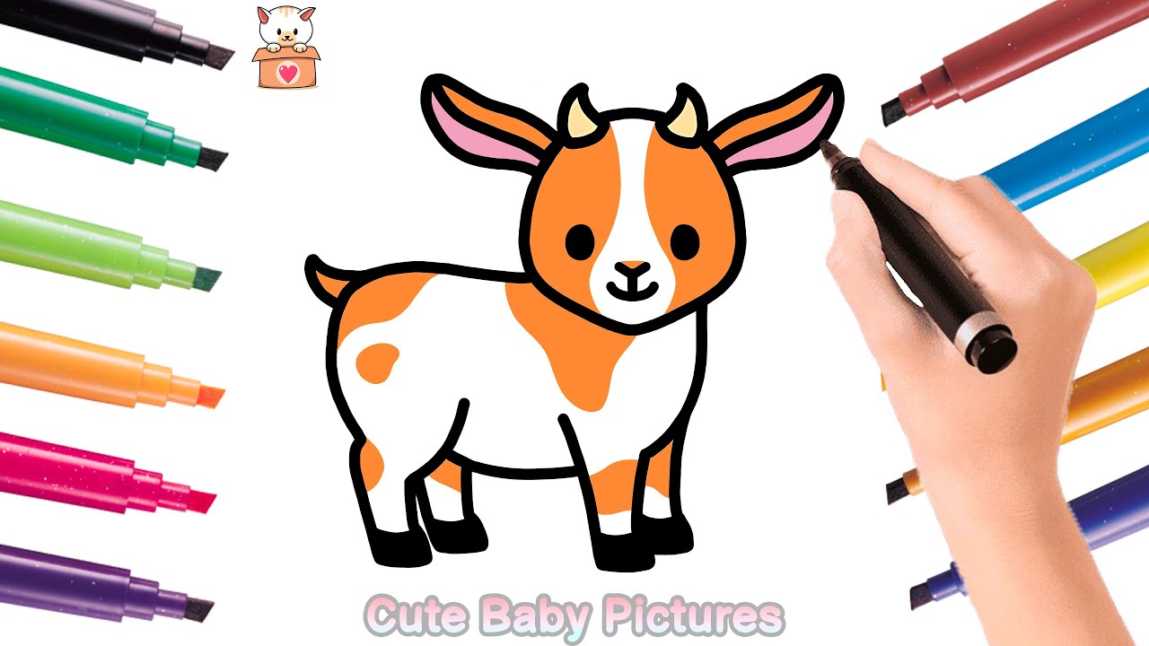 How to draw a cute goat? Easily and simply! A drawing for kids step by ...