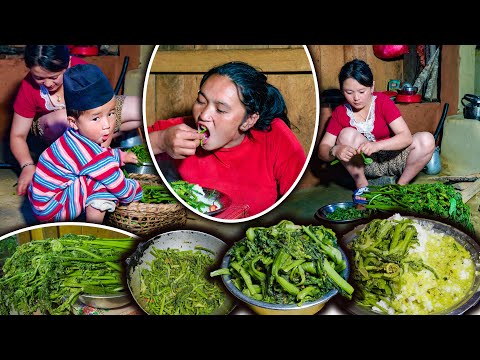 #NIGURO Fiddlehead recipe cooking & eating | Nepali #niguro recipe | Organic vegetable in village