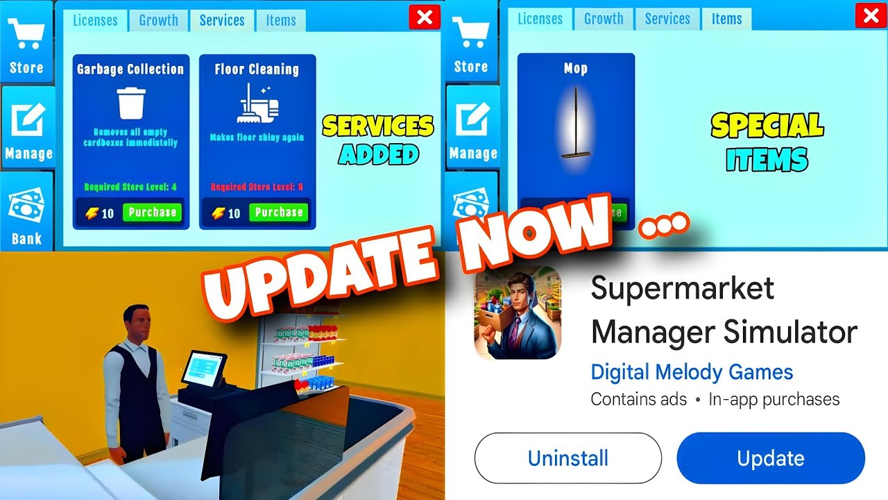 Services Mop & Worker Update Supermarket Manager Simulator 2024 - YouTube