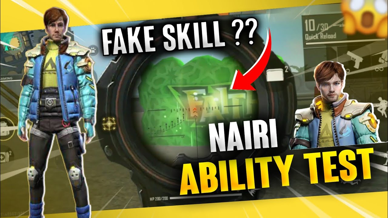 FREE FIRE NAIRI CHARACTER ABILITY TEST IN HINDI🔥|| NAIRI CHARACTER FULL ...