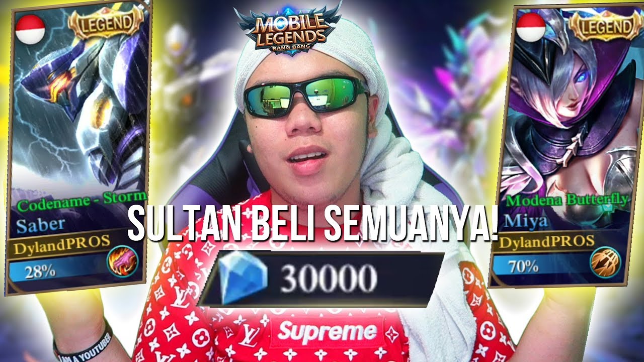 SULTAN BELI SEMUA SKIN LEGENDS SEKALIGUS!?!? TOTAL? 30.000 DIAMOND ...