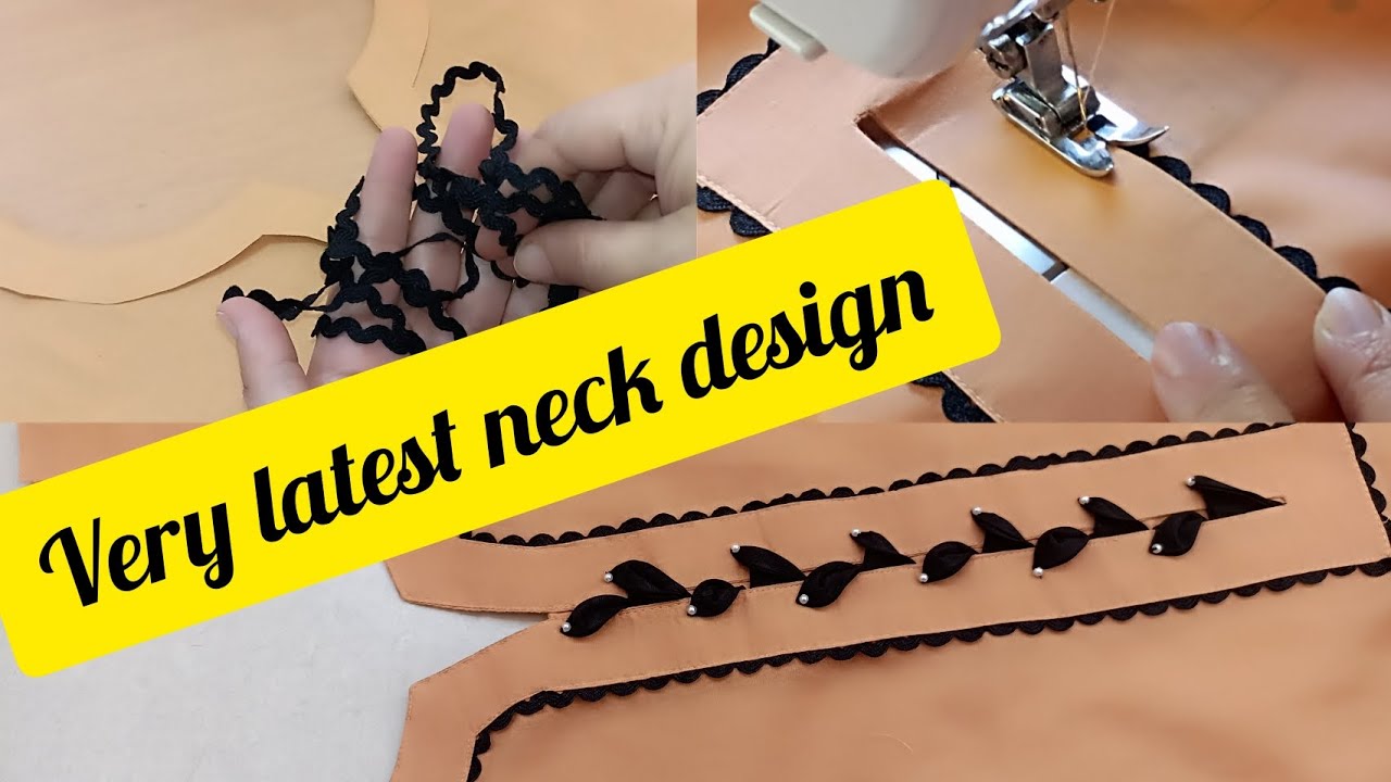 Neck Design With Zigzag Lace and Triangle Leaf || Pearl Neck Design ...