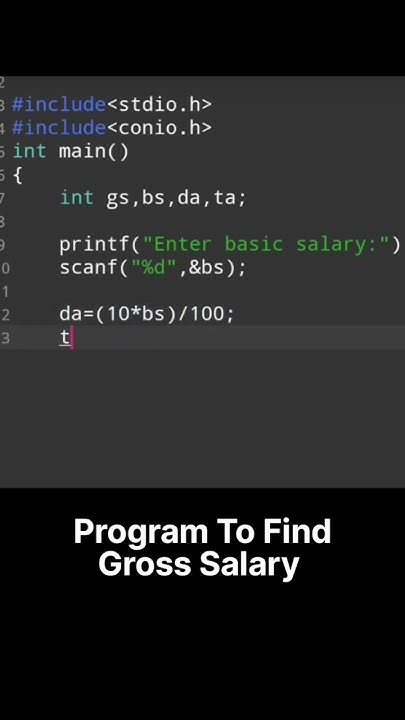 program to find gross Salary in c language #shorts - YouTube