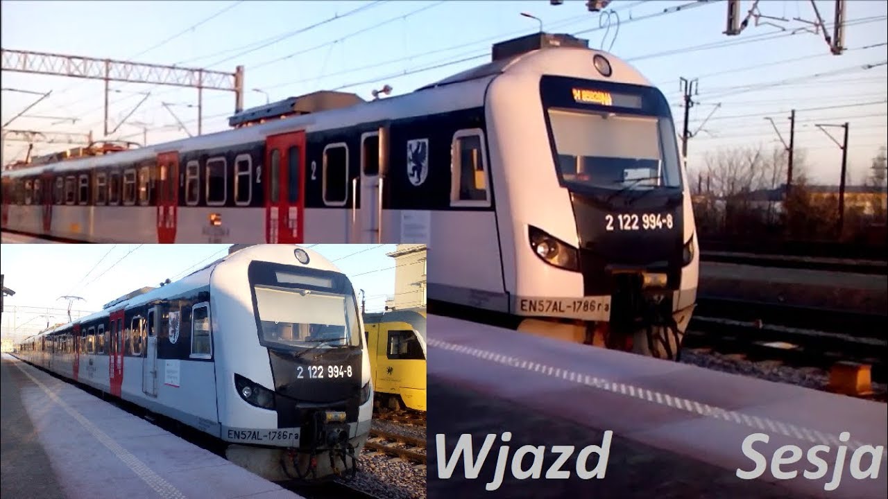 SKM: Wjazd i Sesja EN57AL-1786 w Gdyni Głównej - YouTube