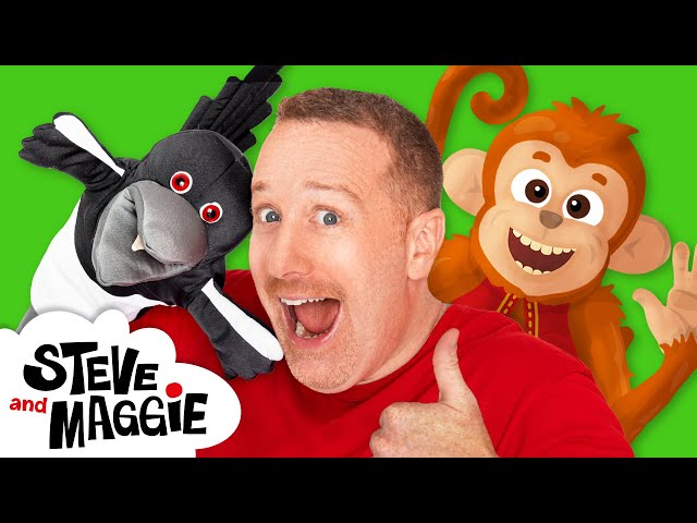 Steve and Maggie Down in the Jungle Story for Kids | Monkey Family Song ...