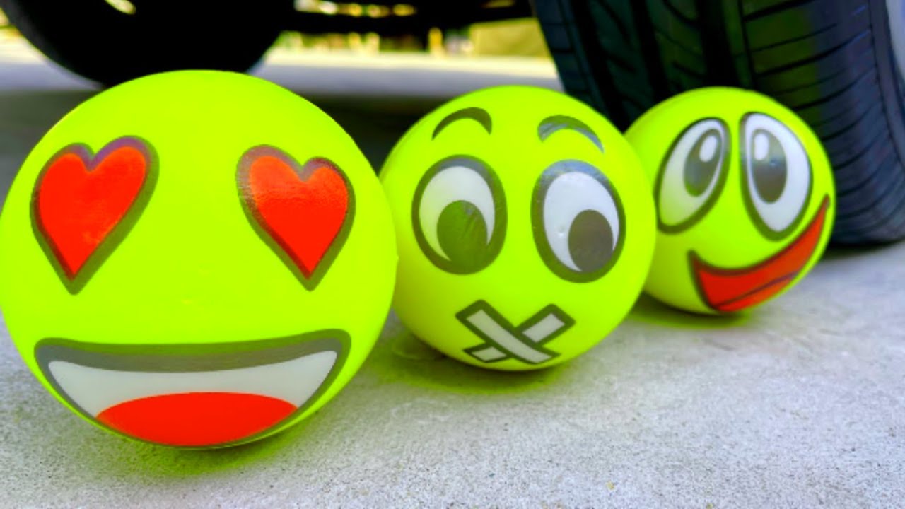 EKSPERIMEN : MOBIL vs RED GREEN BLUE BALLS | Crushing Crunchy & Soft ...