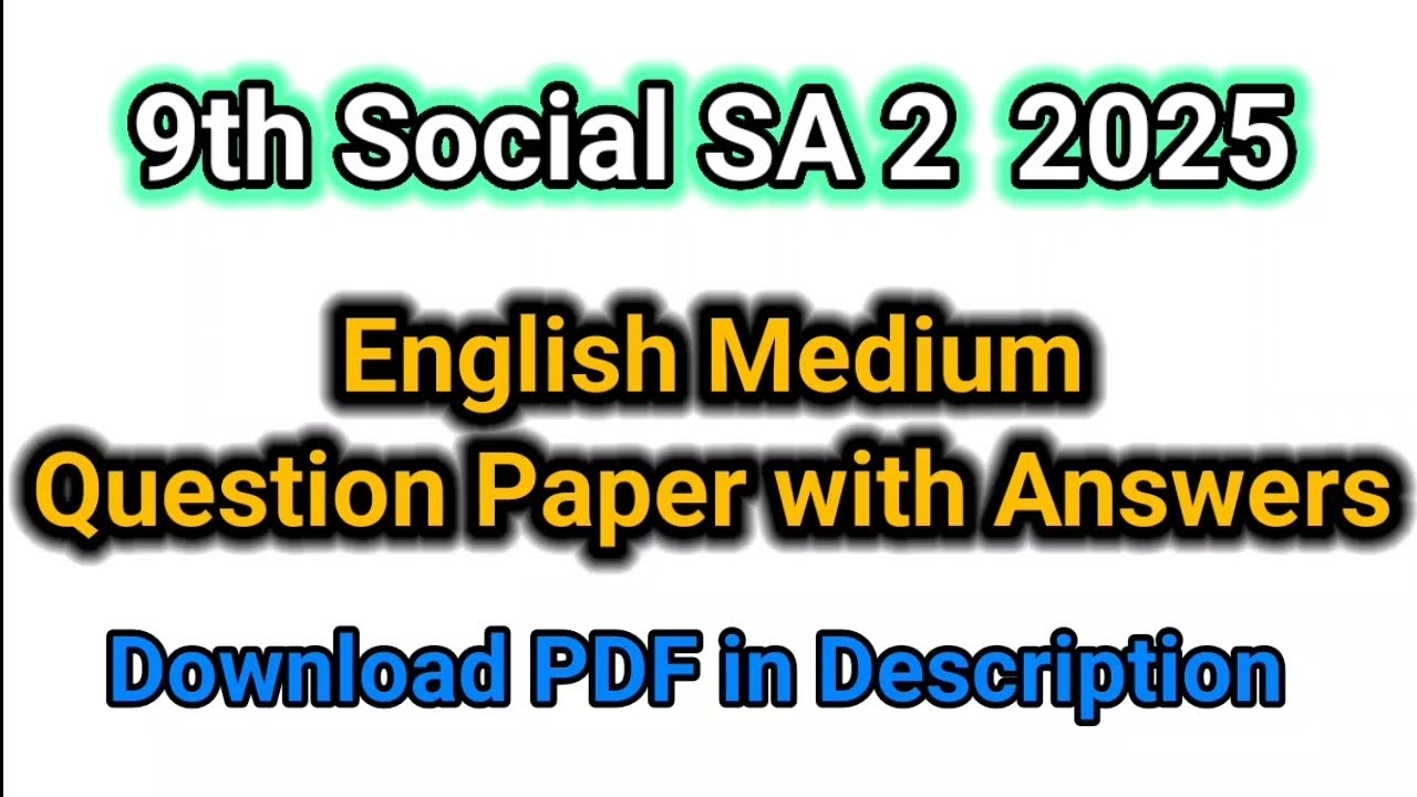 9th social sa2 English medium question paper 2025 with answers. 9ನೇ ...